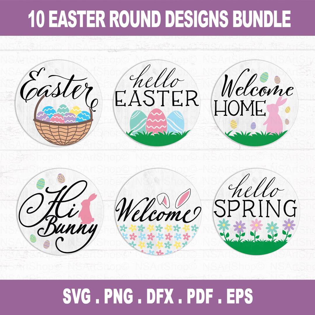 Easter SVG Bundle, Round Easter Svg Bundle, Easter Door Hanger Svg ...