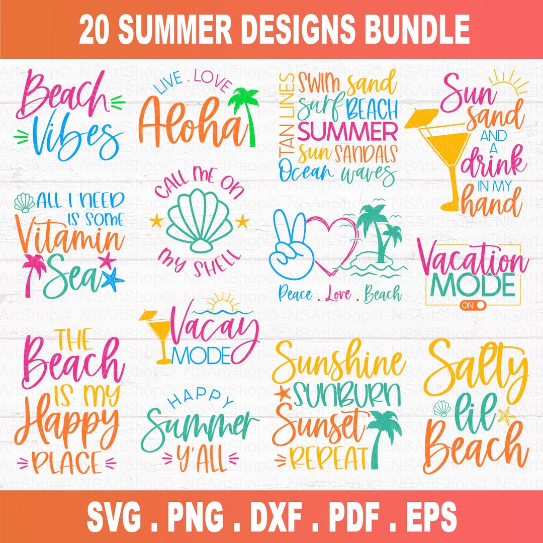 Summer SVG Bundle, Beach SVG, Vacation Svg, Summer Shirt Svg, Beach ...