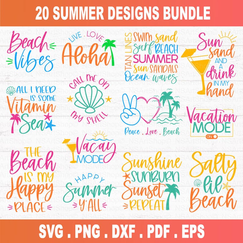 Summer SVG Bundle: Beach Vacation Designs - Digital Download - Etsy