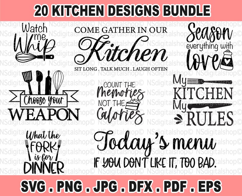 Kitchen Svg Kitchen Svg Bundle Kitchen Cut File Cooking | Etsy Canada