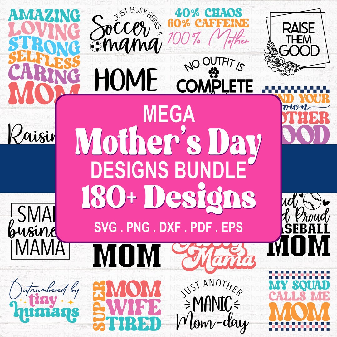 Trendy Mom Svg, Mega Mothers Day SVG Bundle, Retro Mom Svg, Blessed ...