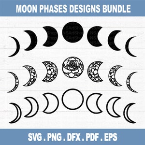 Moon Phases SVG Cut File, Floral Moon, Svg, Pdf, Eps, Jpg, Png Files ...
