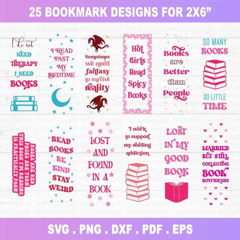 Spicy Bookmark SVG Bundle, Bookish PNG Designs, Romance Reader, Cricut ...