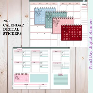2025 Calendar Stickers, 2025 Digital Planner Sticker, PNG Calendar ...