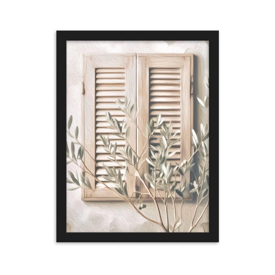 Olive Tree Beige Shutters Framed Wall Art - Etsy