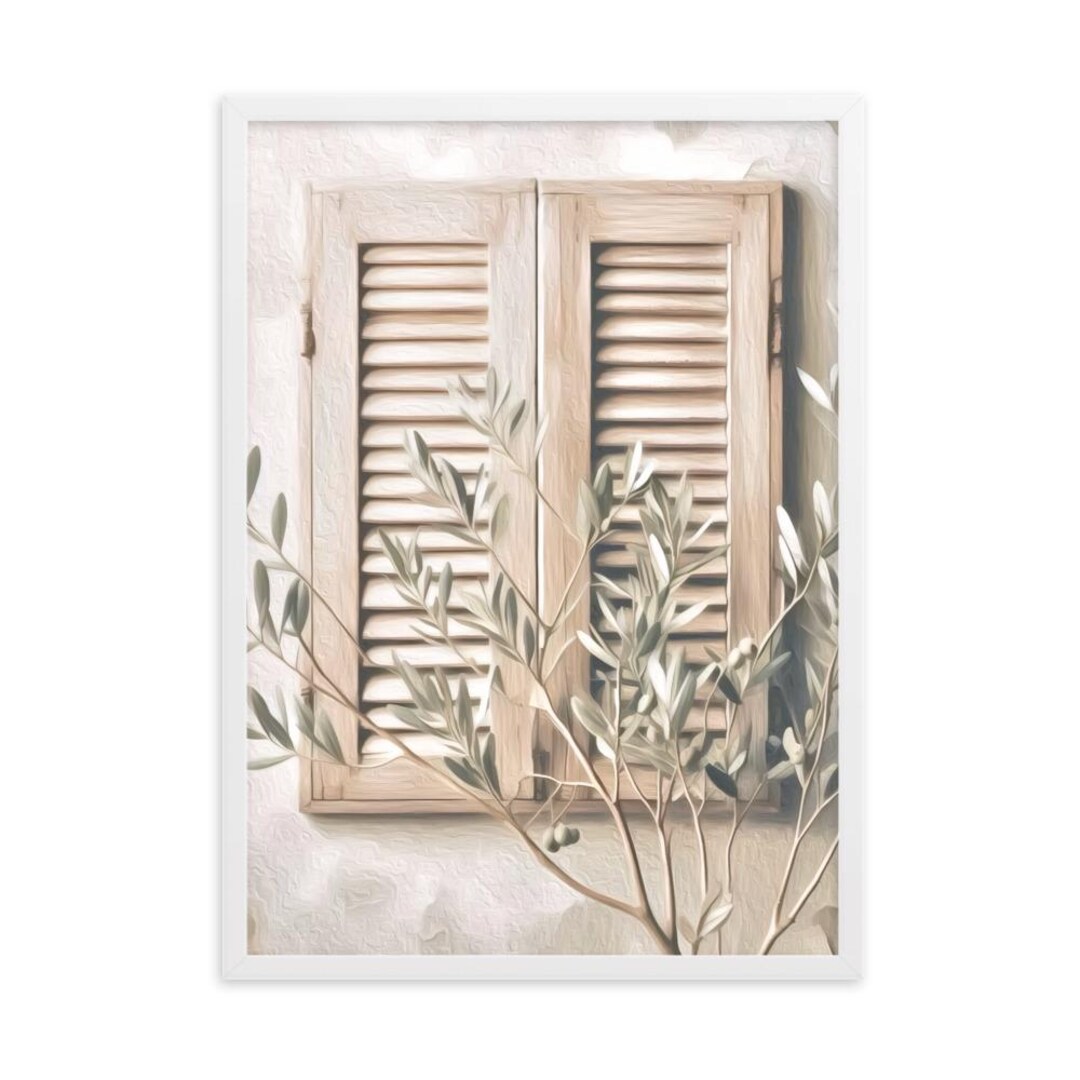 Olive Tree Beige Shutters Framed Wall Art - Etsy