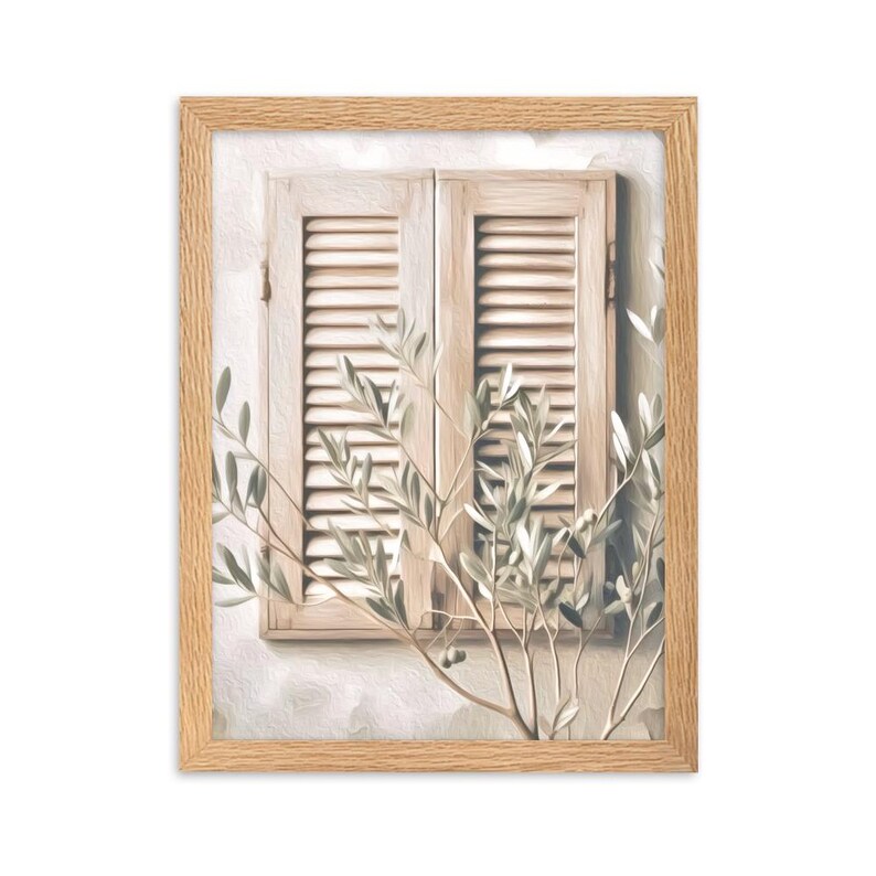 Olive Tree Beige Shutters Framed Wall Art - Etsy
