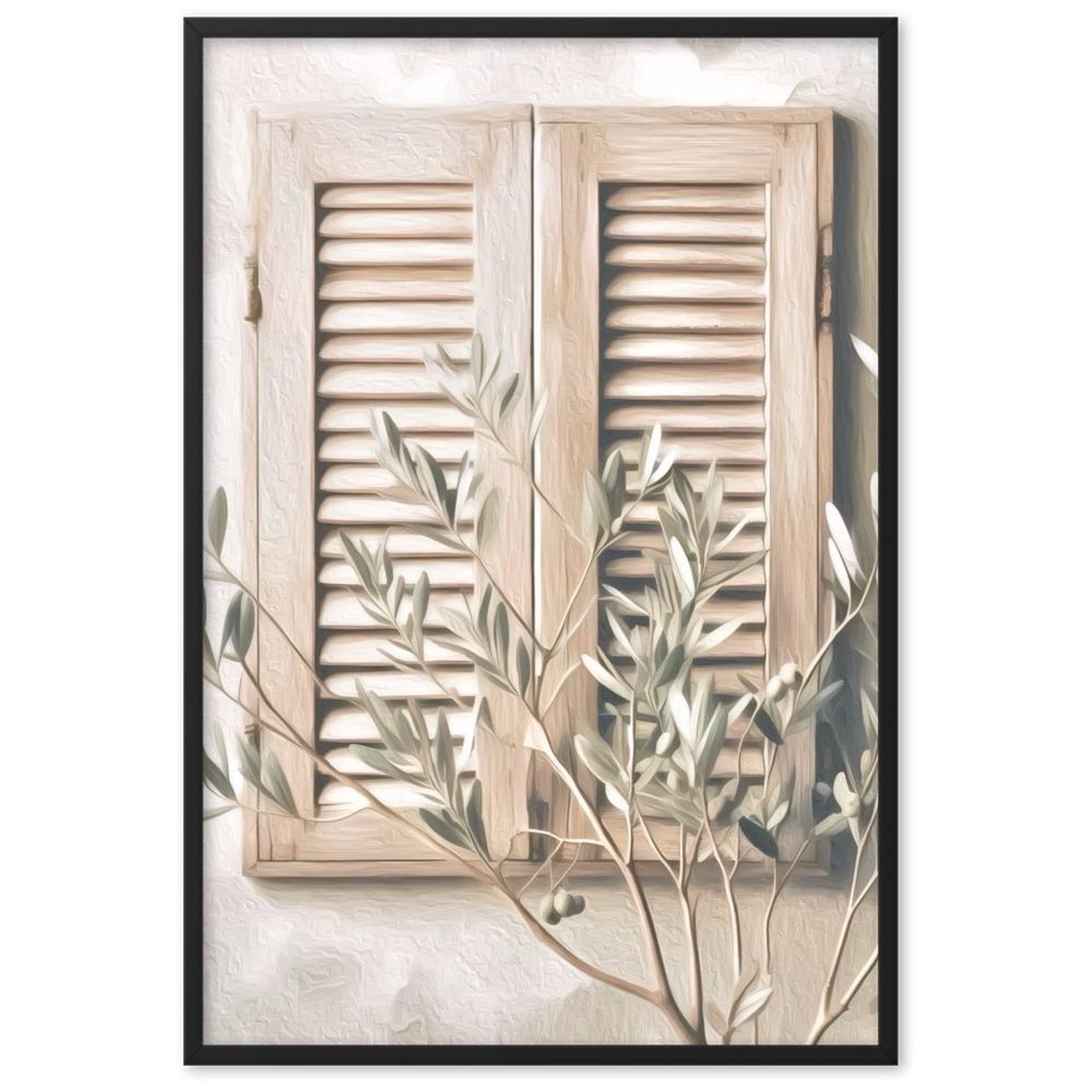 Olive Tree Beige Shutters Framed Wall Art - Etsy
