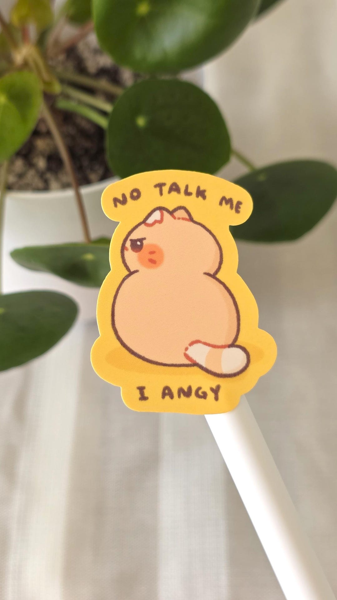 No Talk Me, I Angy Cat Glossy Vinyl Sticker | Cute Angry Mochi Kitty ...
