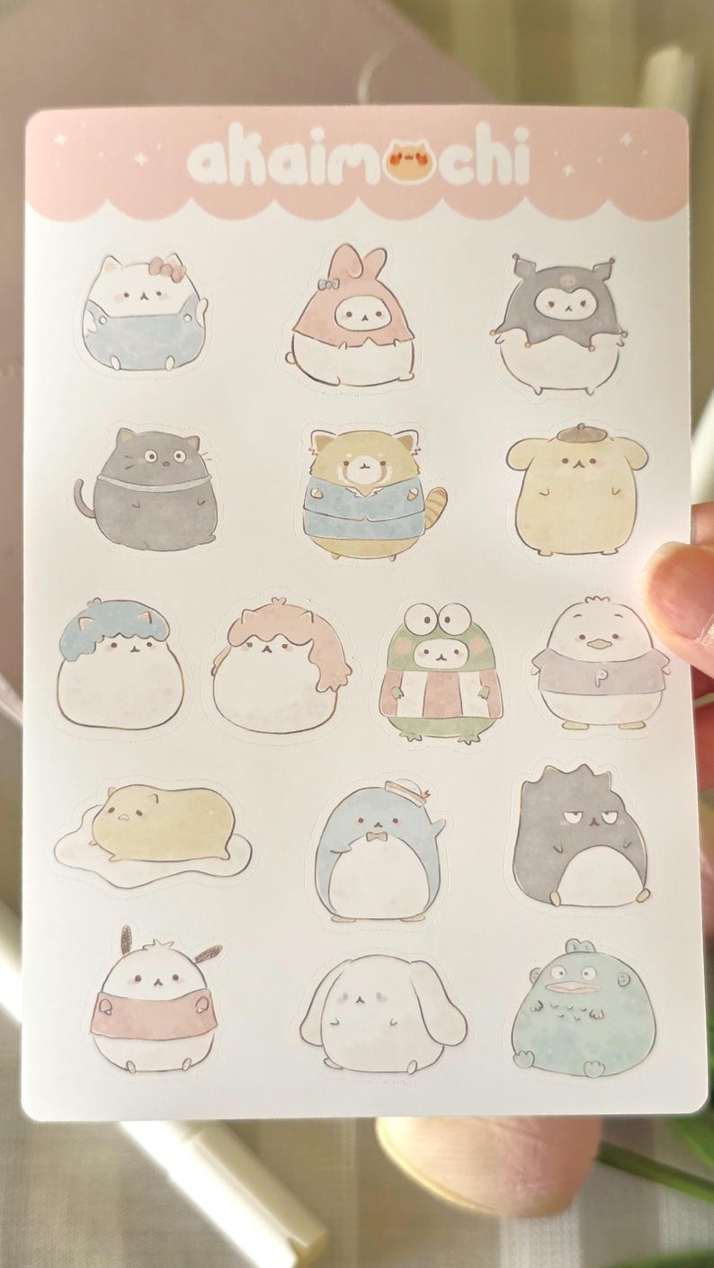 Moochi Sprites Kitty and Friends Cosplay Matte Vinyl Sticker Sheet ...