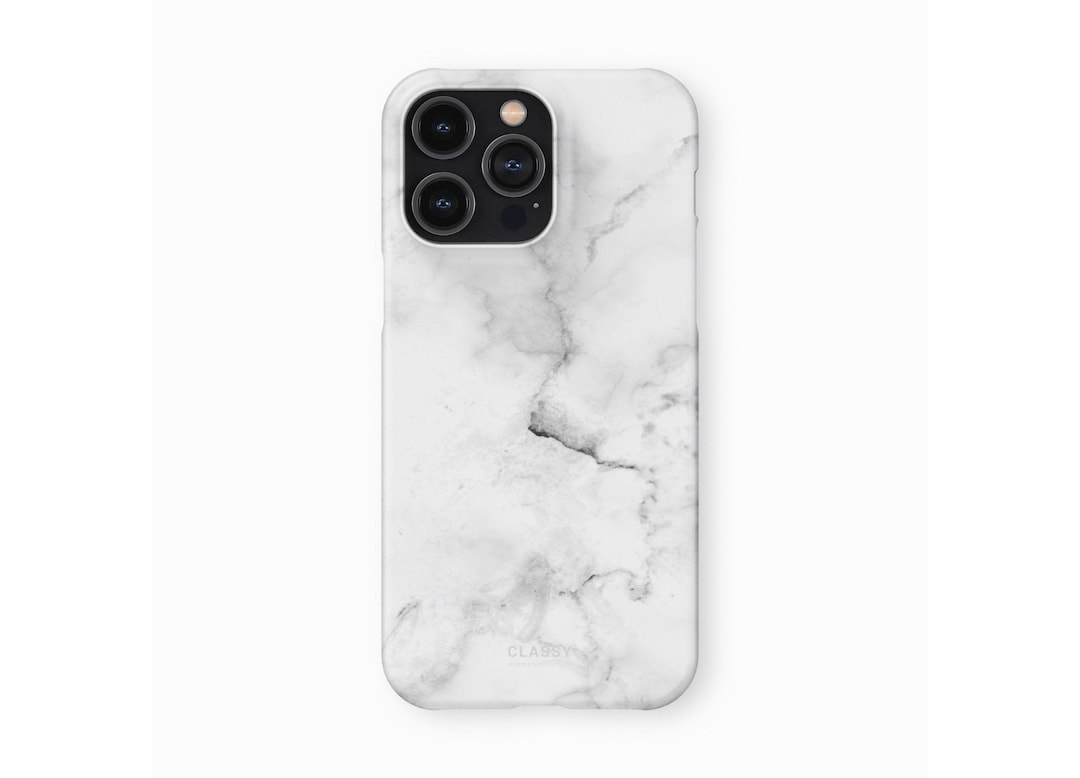 White Marble Design Phone Case | Elegant Hardshell Snap Cover - Etsy