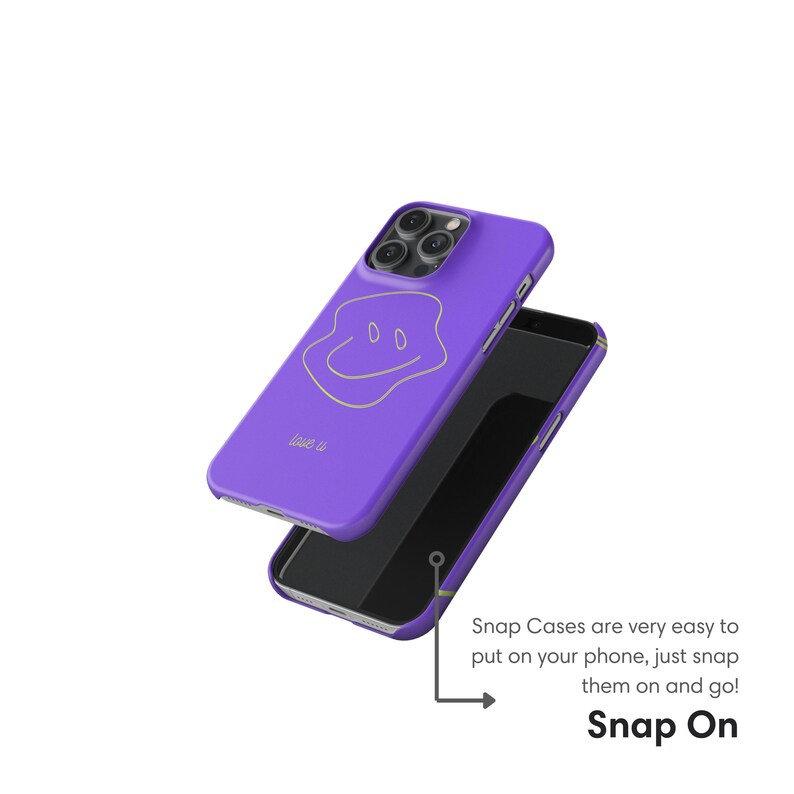 Love U Title Design Purple Snap Phone Case | Fits iPhone XR XS X 7 8 11 ...
