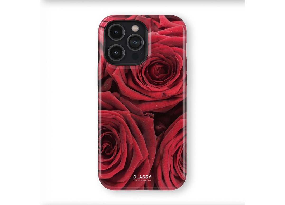 Dark Red Roses Tough Case | Fits iPhone X XS XR 8 11 12 13 14 15 16 Pro ...