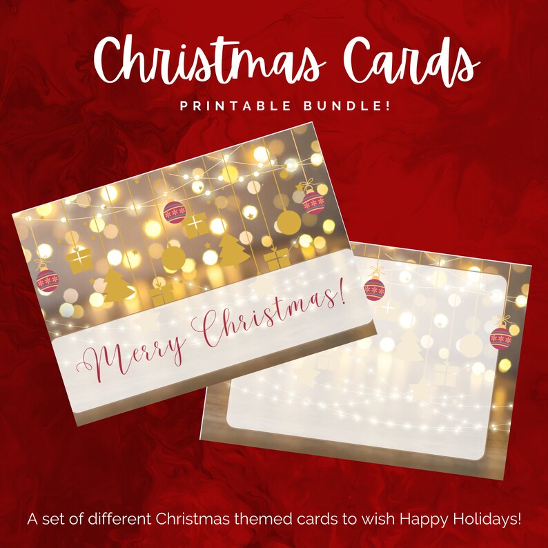Christmas Cards Printable Bundle, Holiday Planner Templates, A4 ...