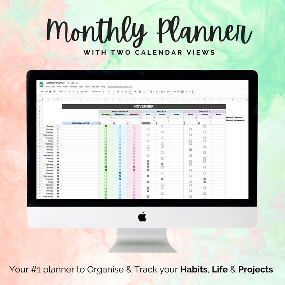 2021 Monthly Planner Template Digital Monthly Organiser | Etsy