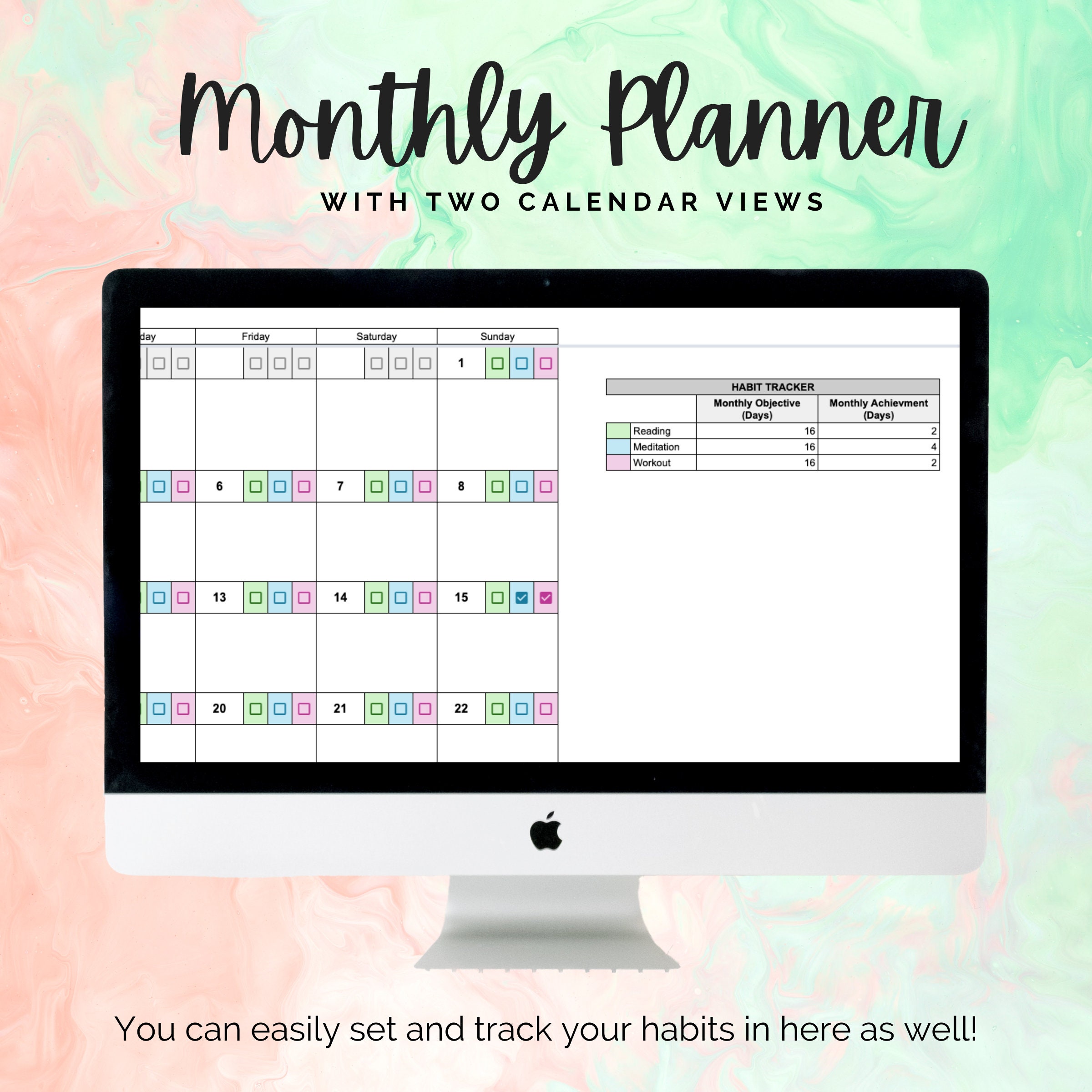 2021 Monthly Planner Template, Digital Monthly Organiser Template ...