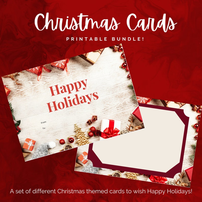 Christmas Cards Printable Bundle, Holiday Planner Templates, A4 ...