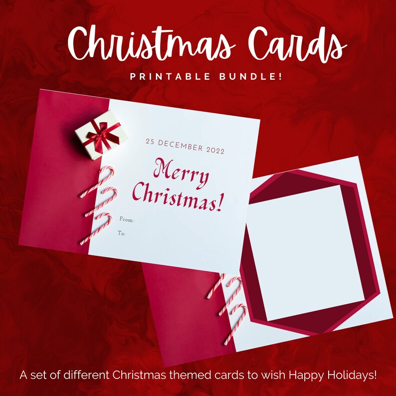 Christmas Cards Printable Bundle, Holiday Planner Templates, A4 ...