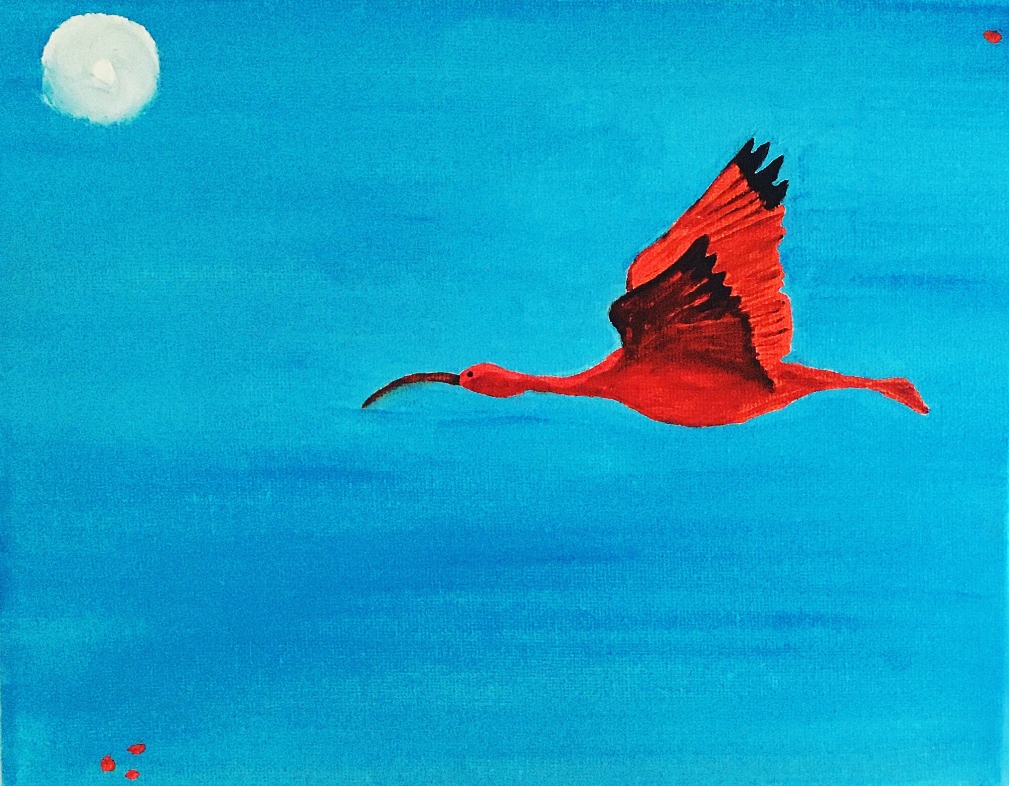 Oiseau rouge, peinture à l’huile sur la toile - Etsy France
