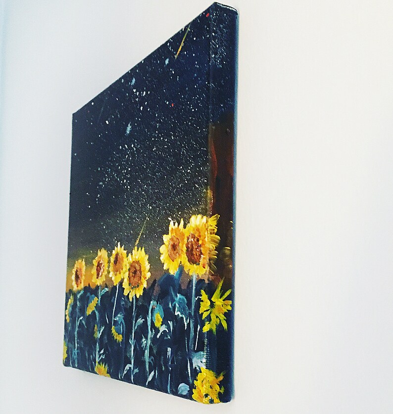 Sunflowers at Night, Oil Painting on Canvas - Etsy
