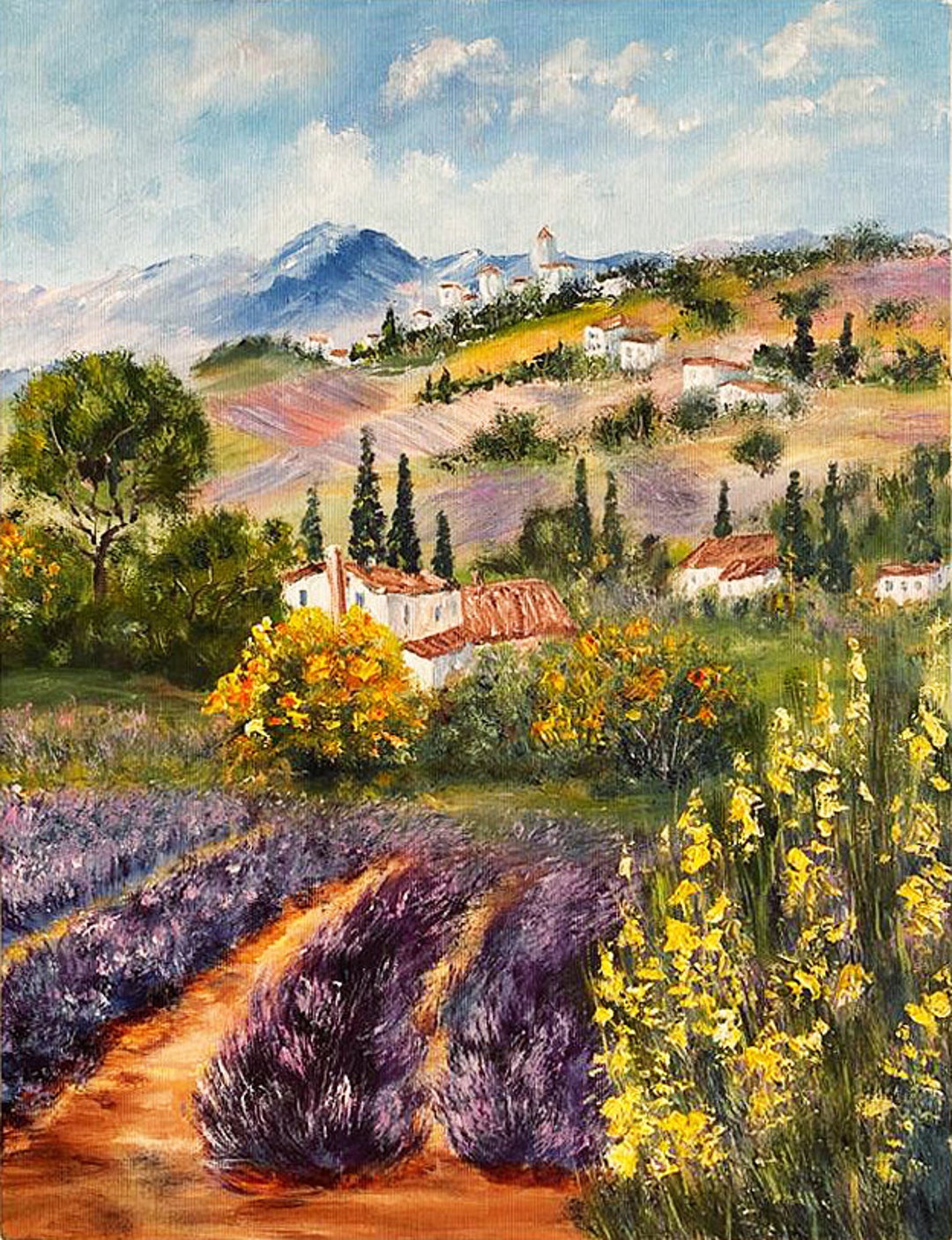 Oil Painting Provence Lavender Landscape Made Just for You Hand Painted ...