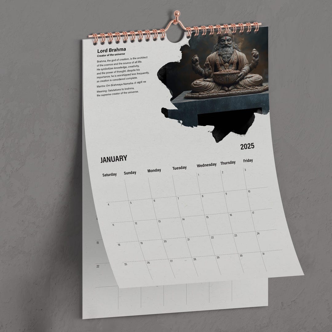 Hindu God Wall Calendar 2025 – Vibrant Spiritual Artwork, Indian ...