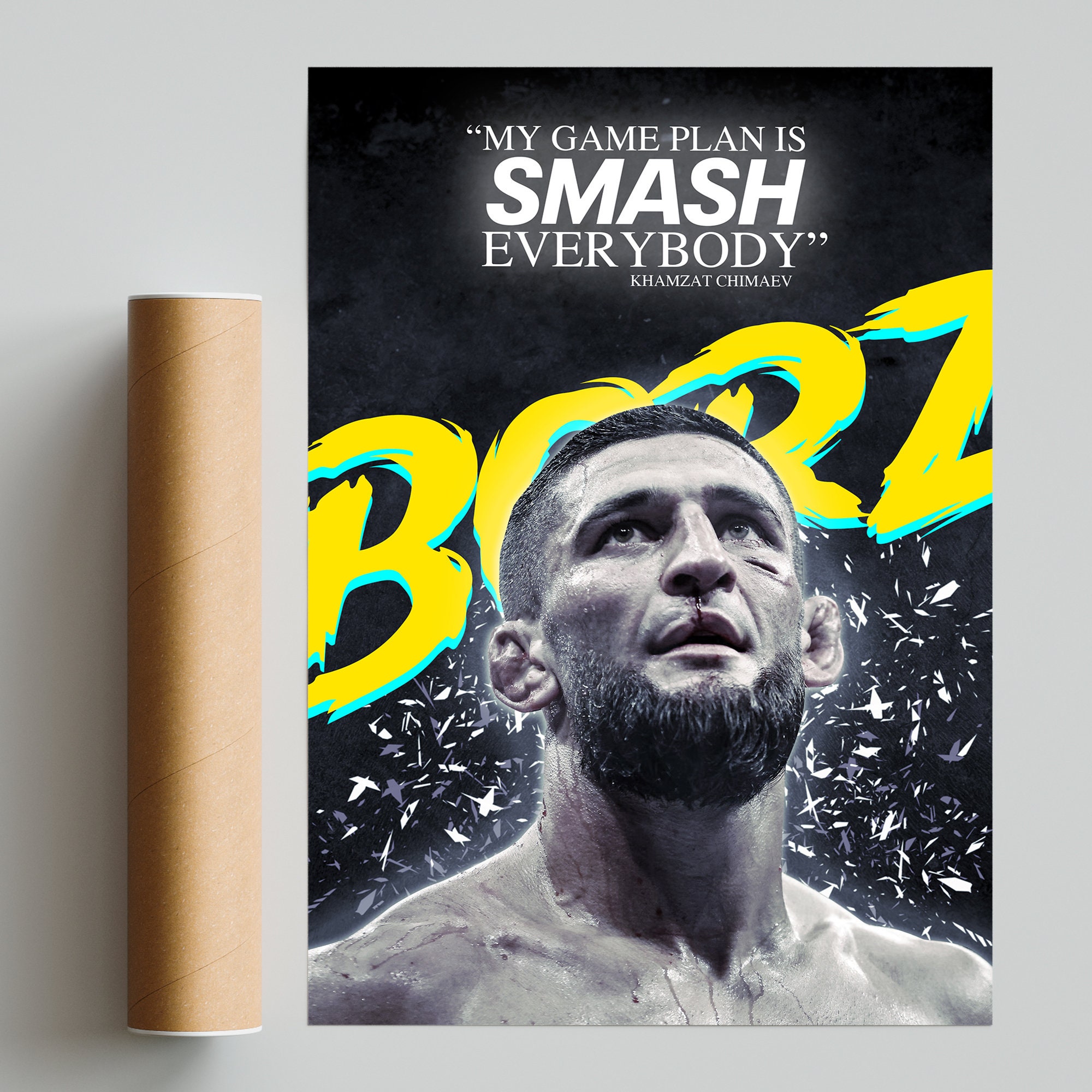 Khamzat Chimaev Poster, Khamzat Chimaev Print, Smash Everybody, UFC ...