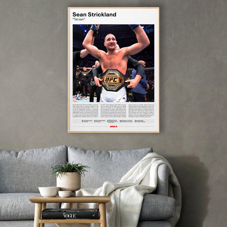 Sean "tarzan" Strickland Poster, Mixed Martial Arts Print, MMA Artwork ...