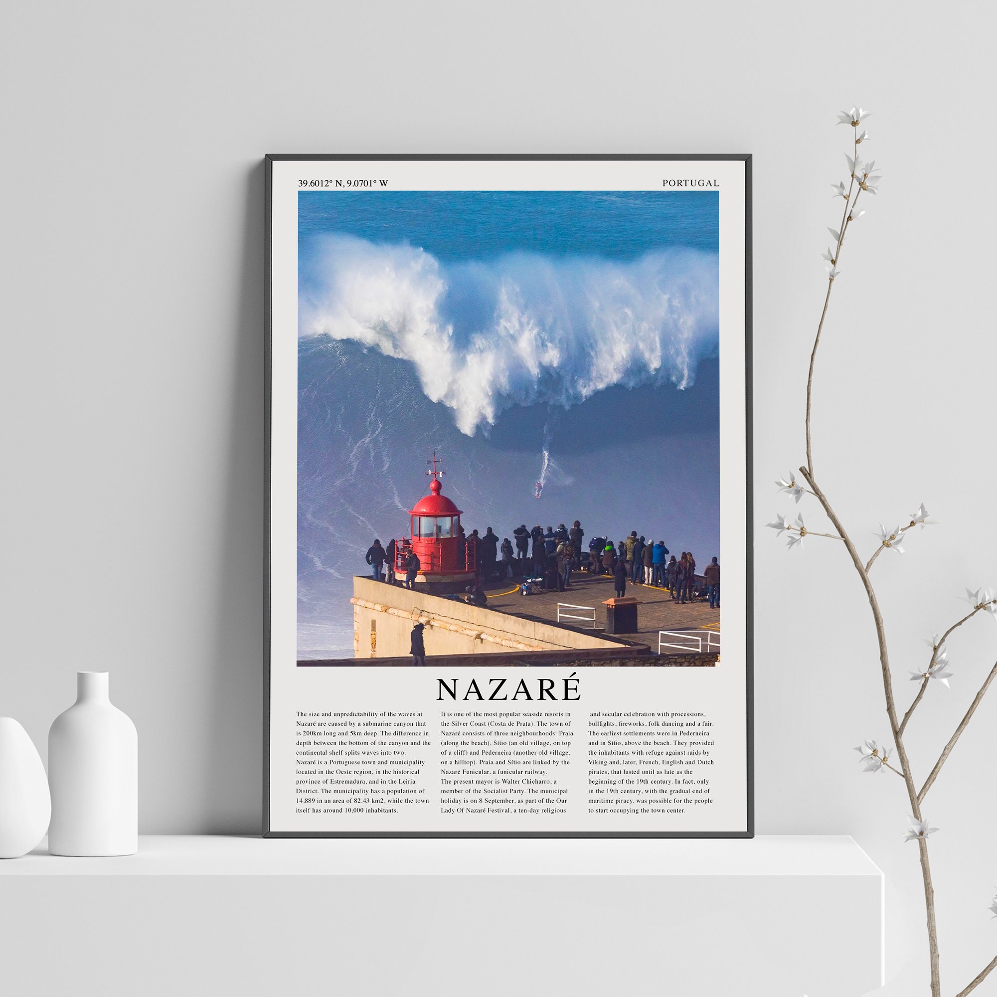 Nazare Surfing Portugal Poster Travel Print - Etsy