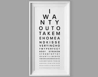 Funny Eye Chart. A Rude Print Poster. Optician Glasses Vision Test Sign ...