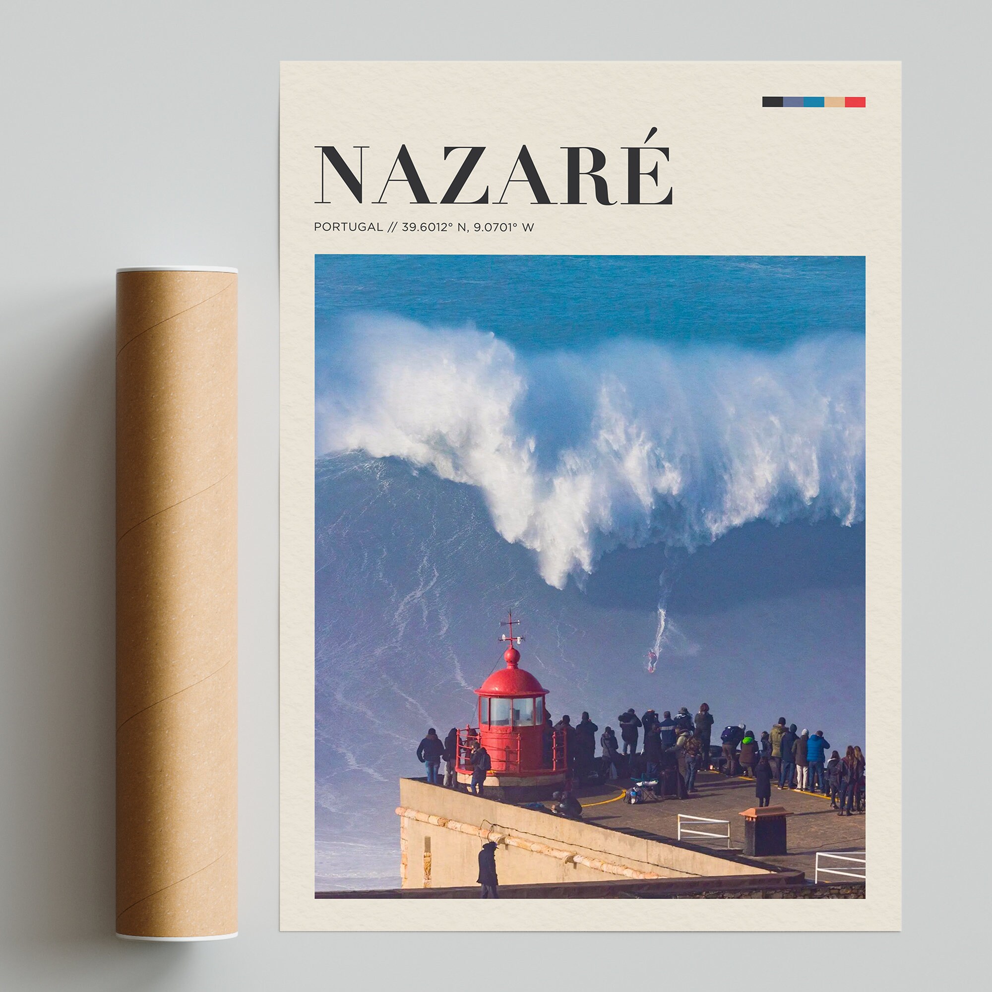 Nazare Surfing Portugal Poster Travel Print, Home Decor, Ride the Waves ...