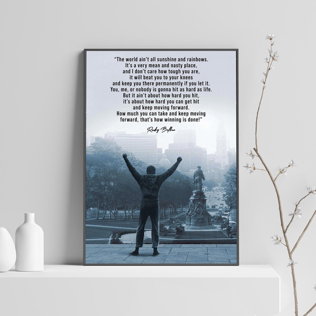 Rocky Motivational Quote Printed Poster, Movie Quote Rocky Balboa ...