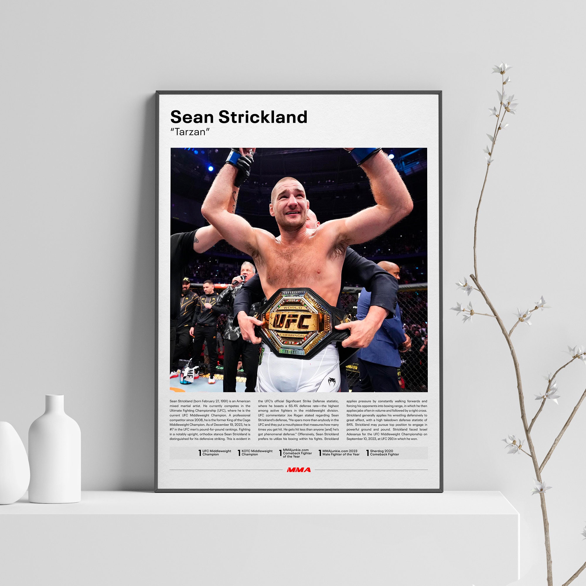 Sean "tarzan" Strickland Poster, Mixed Martial Arts Print, MMA Artwork ...