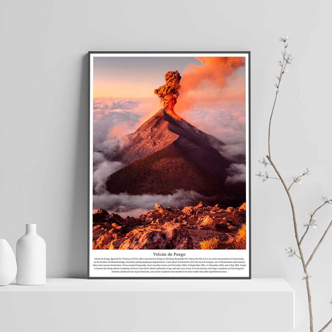 Volcán de Fuego, Vulkan Poster Reisedruck, Acatenango Vulkan Wanderung ...