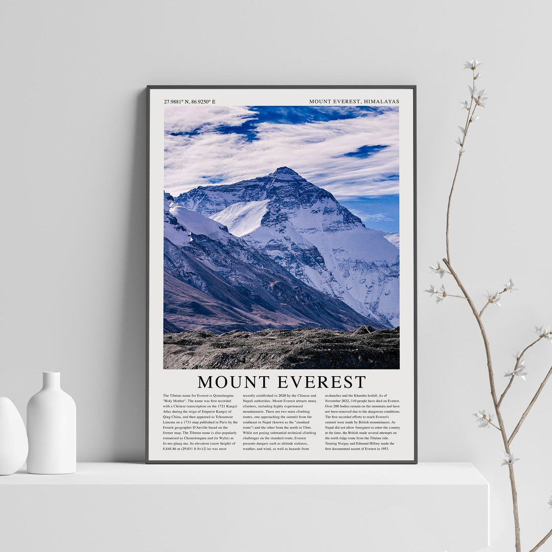 Mount Everest, Nepal, Himalaya Poster Travel Print - Etsy