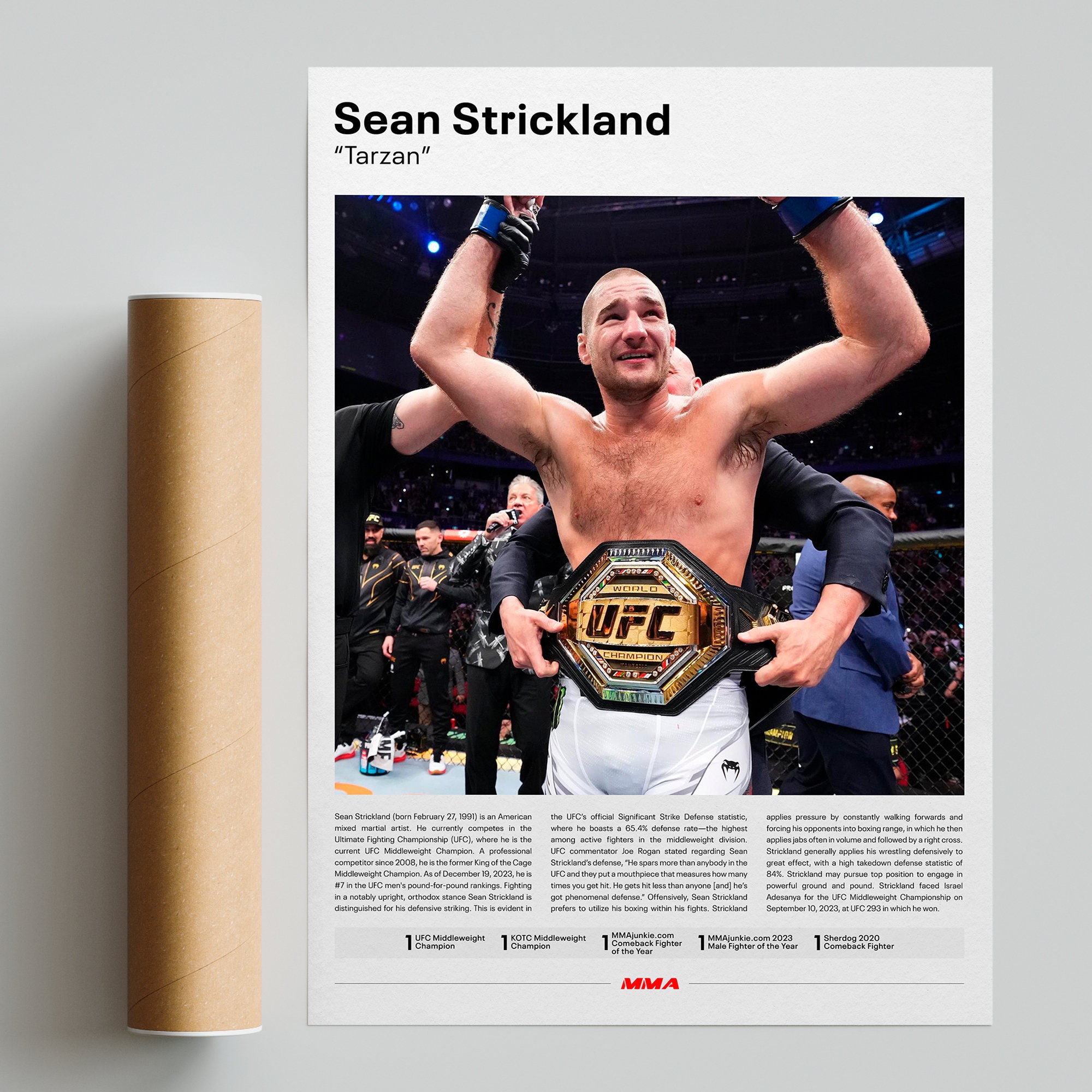 Sean "tarzan" Strickland Poster, Mixed Martial Arts Print, MMA Artwork ...