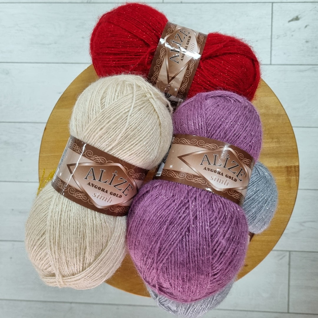 Alize Angora Gold Glitter Wool Yarn Light, Fine Lace Yarn for Knitting ...