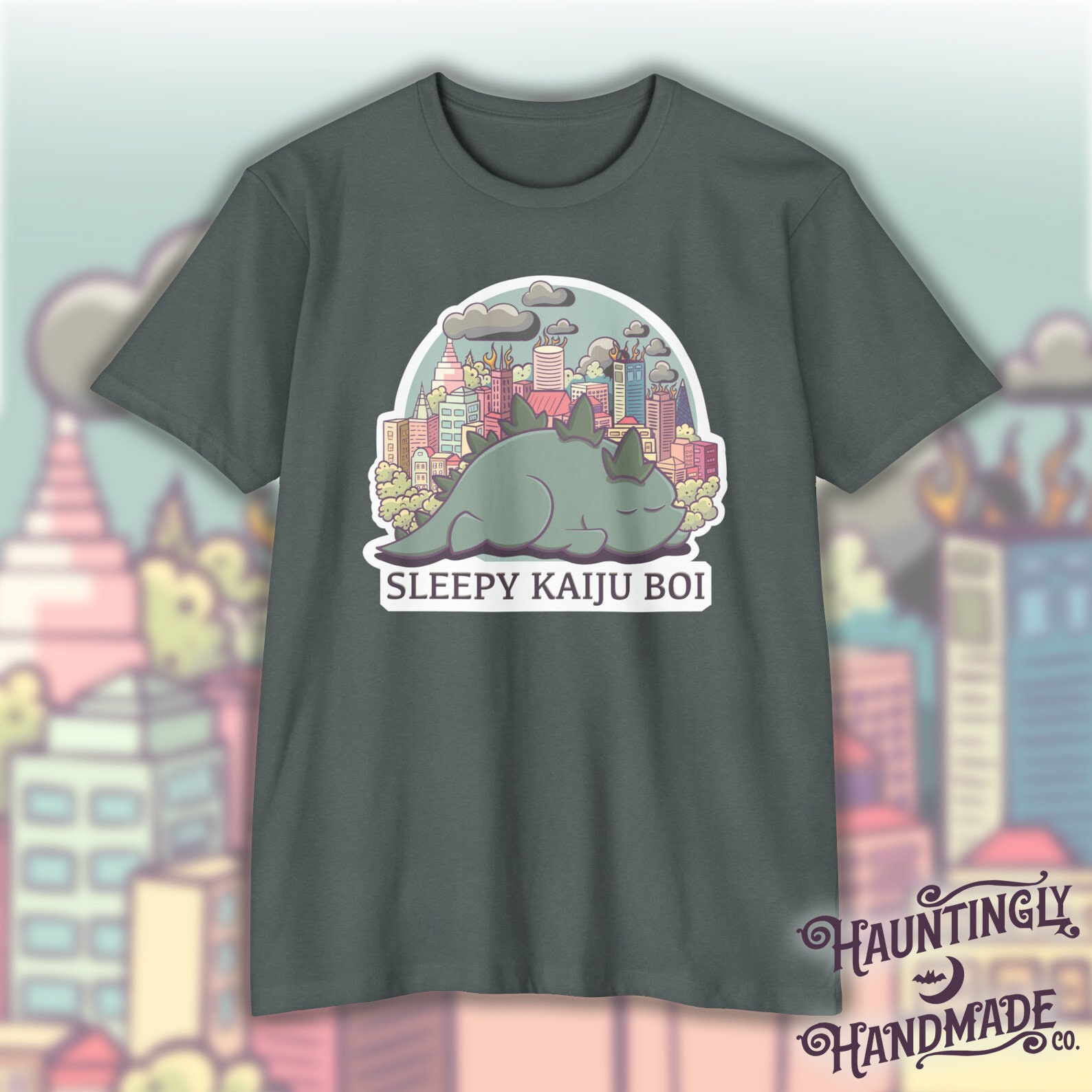 Sleepy Kaiju Boi Cute Kawaii Godzilla Taking a Nap Unisex CVC Jersey T ...