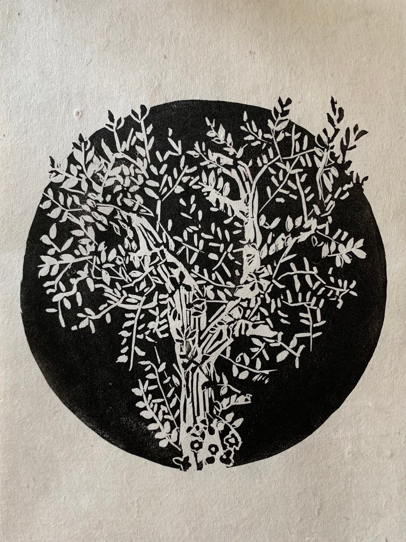Olive Tree Lino Print - Etsy