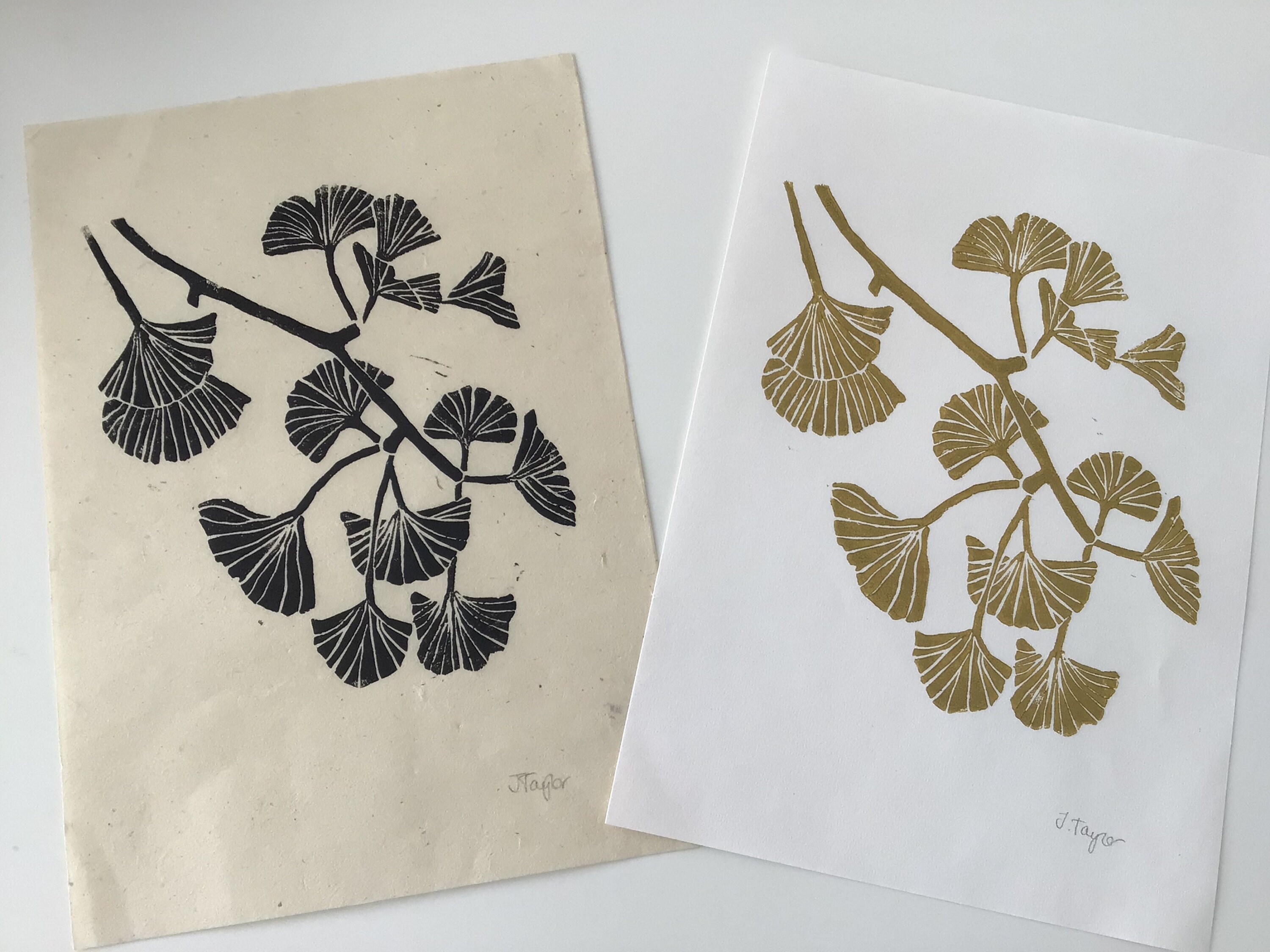 Gingko Lino print | Etsy