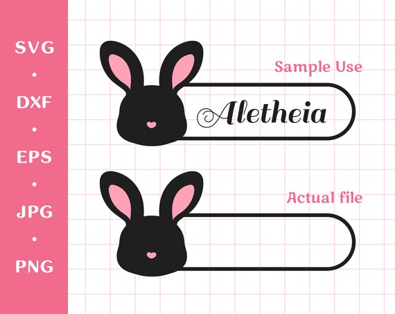 Bunny Head Svg Rabbit Silhouette Baby Name Tag Year of the - Etsy