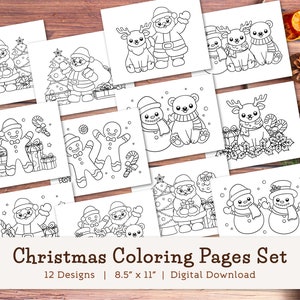 Printable Digital Coloring Book Pages for Kids and Adults. Christmas ...