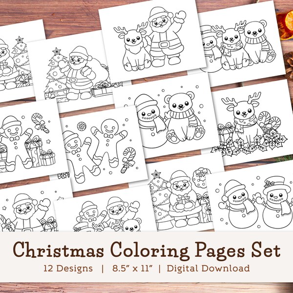 Printable Digital Coloring Book Pages for Kids and Adults. Christmas ...