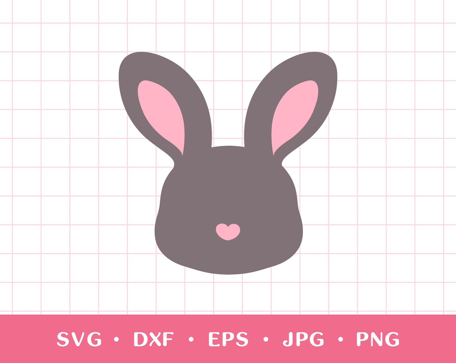 Cute Bunny Svg, Rabbit Heart Nose Silhouette, Easter Clipart. Personal ...