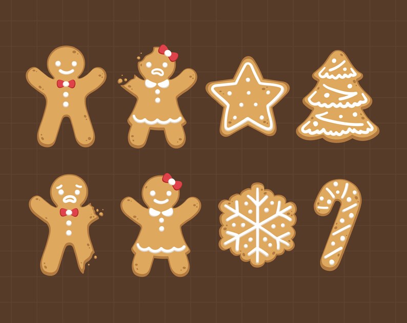 Gingerbread Man Girl Cookies Clipart, Christmas Winter Food Biscuit ...
