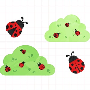 Ladybug Frame Clipart, Watercolor Border Clip Art, Spring Garden ...