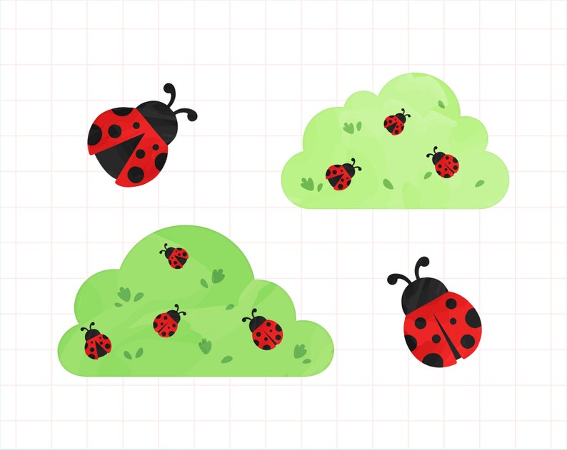 Ladybug Frame Clipart, Watercolor Border Clip Art, Spring Garden ...