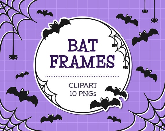 Bat Frame Clipart Halloween Bats Spiders and Webs Doodle - Etsy