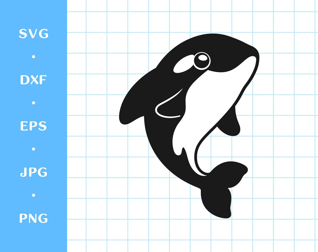 Orca Killer Whale SVG, Cute Kawaii Jumping Aquatic Mammal. Minimal ...