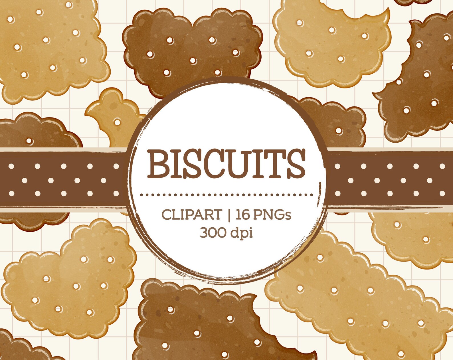Watercolor Biscuit Clipart, Chocolate Cookies Clipart, Crackers Clipart ...